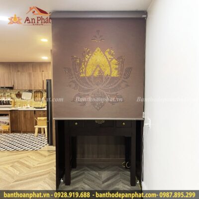 Rèm bàn thờ đẹp bằng vải Laze xuyên sáng RT2022 - Bàn thờ đẹp An Phát